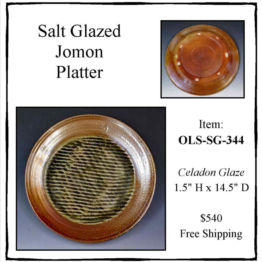 Salt Glazed Jomon Platter - OLS-SG-344 - Robert Compton Pottery